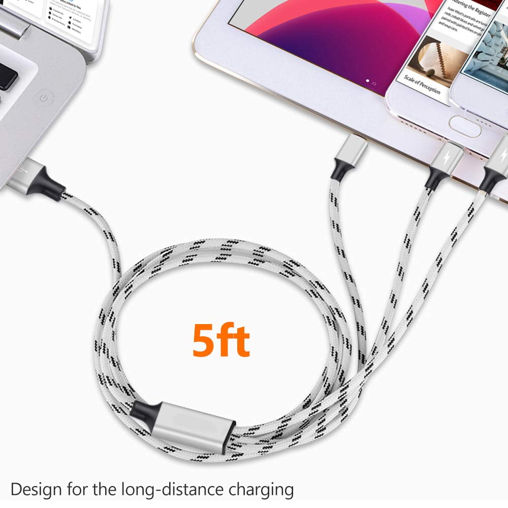 GHRTGR-Multi Charging Cable, 5ft 3Pack Multi Charger Cable Nylon ...