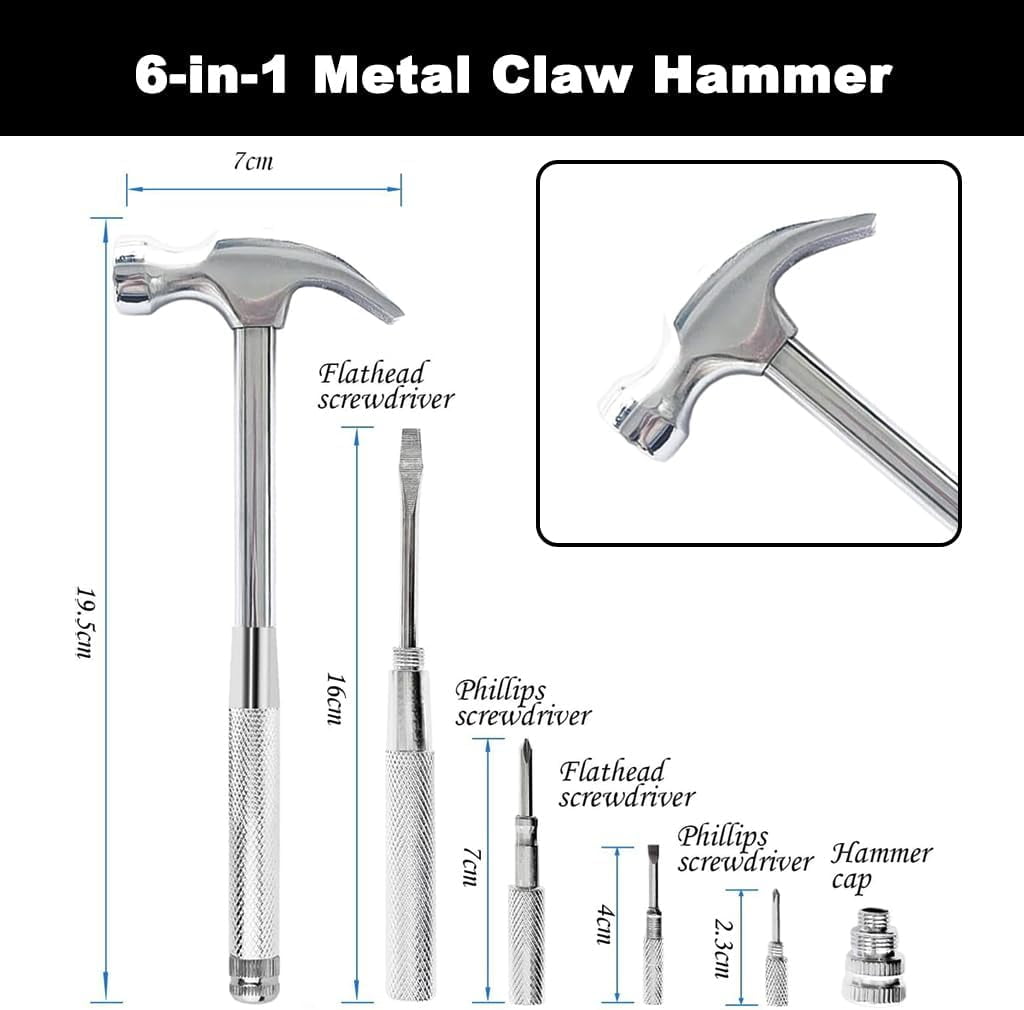 GHRTGR-Multifunctional 6 in 1 Floral Hammer and Screwdriver Tool, Screwdriver Set with Multitool ...