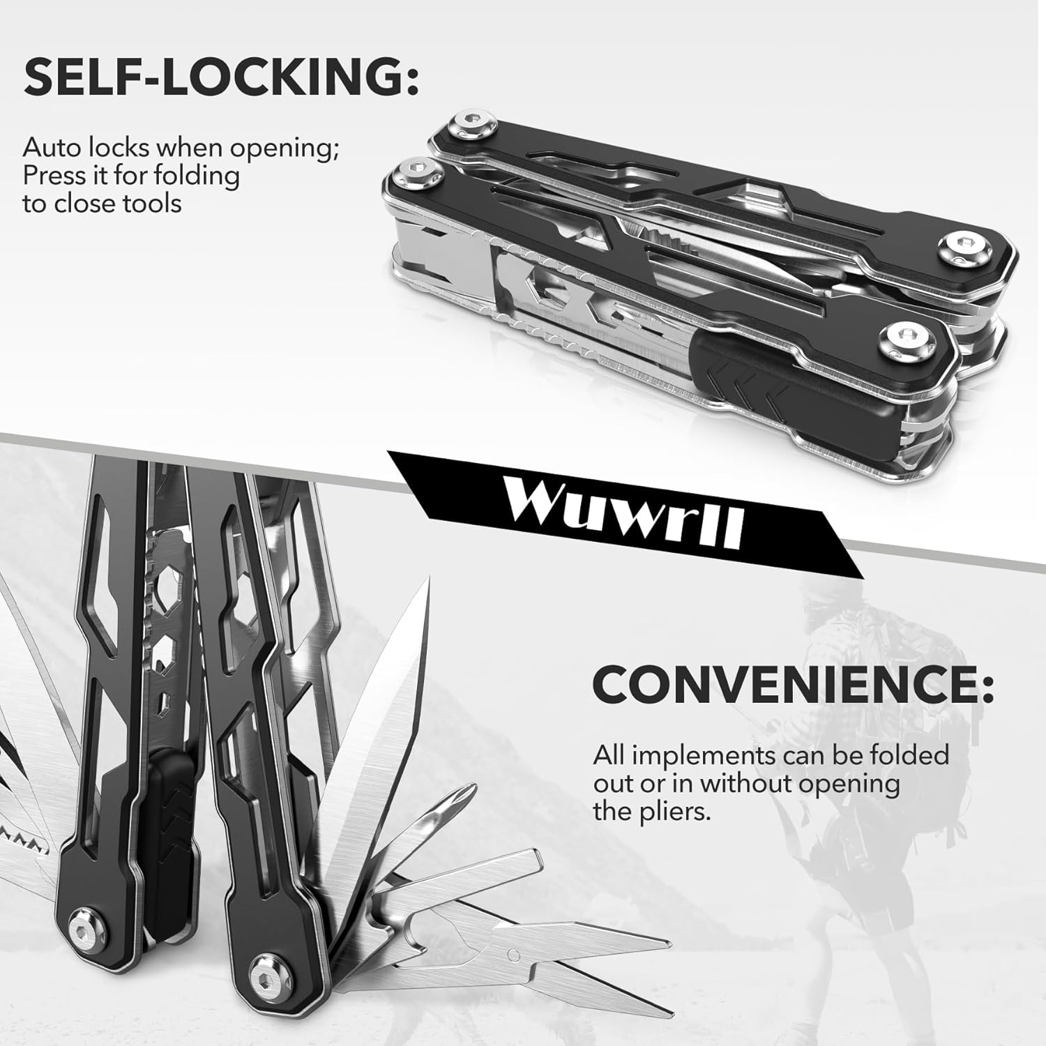 GHRTGR-Multitool with Safety Locking,16-in-1 Multi Tool Stainless Steel ...