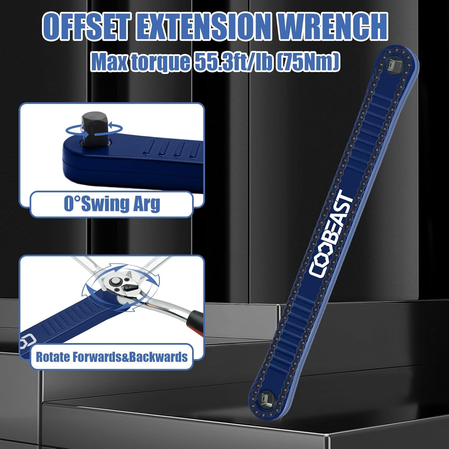 GHRTGR-Offset Extension Wrench Impact Ready Socket Wrench Extender Tool ...
