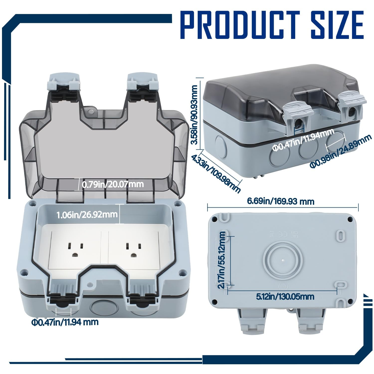 GHRTGR-Outdoor Power Outlet, Waterproof Weatherproof IP66 US Electrical ...