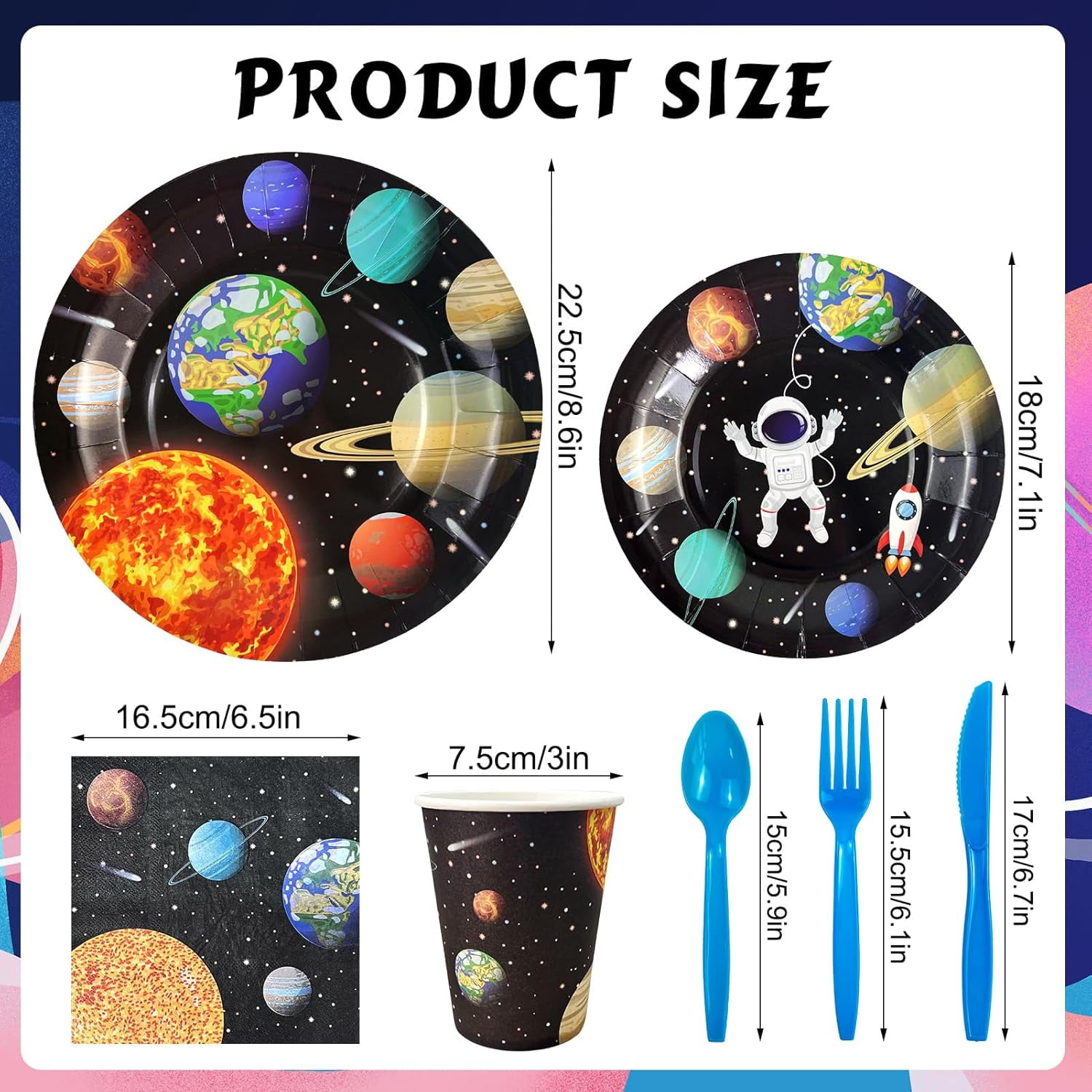 Space Party Supplies 40Pcs Outer – 20 Plates & 20 Napkins, Space Theme ...