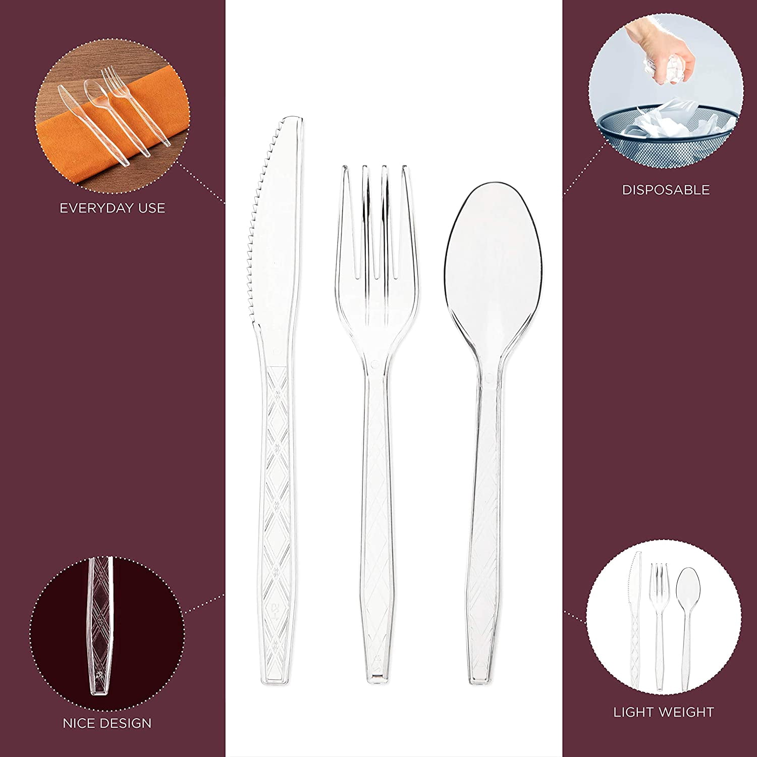 GHRTGR-Party Bargains Clear Plastic Cutlery 360 pcs: 180 Forks, 120 ...
