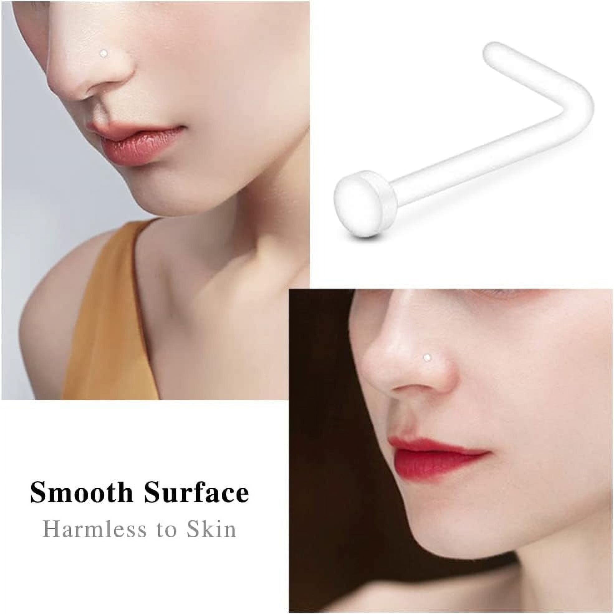 GHRTGR-Piercing Jewelry - Clear Nose Studs, Rings, Septum, Lip, Cartilage, Tongue, Rook, Daith ...
