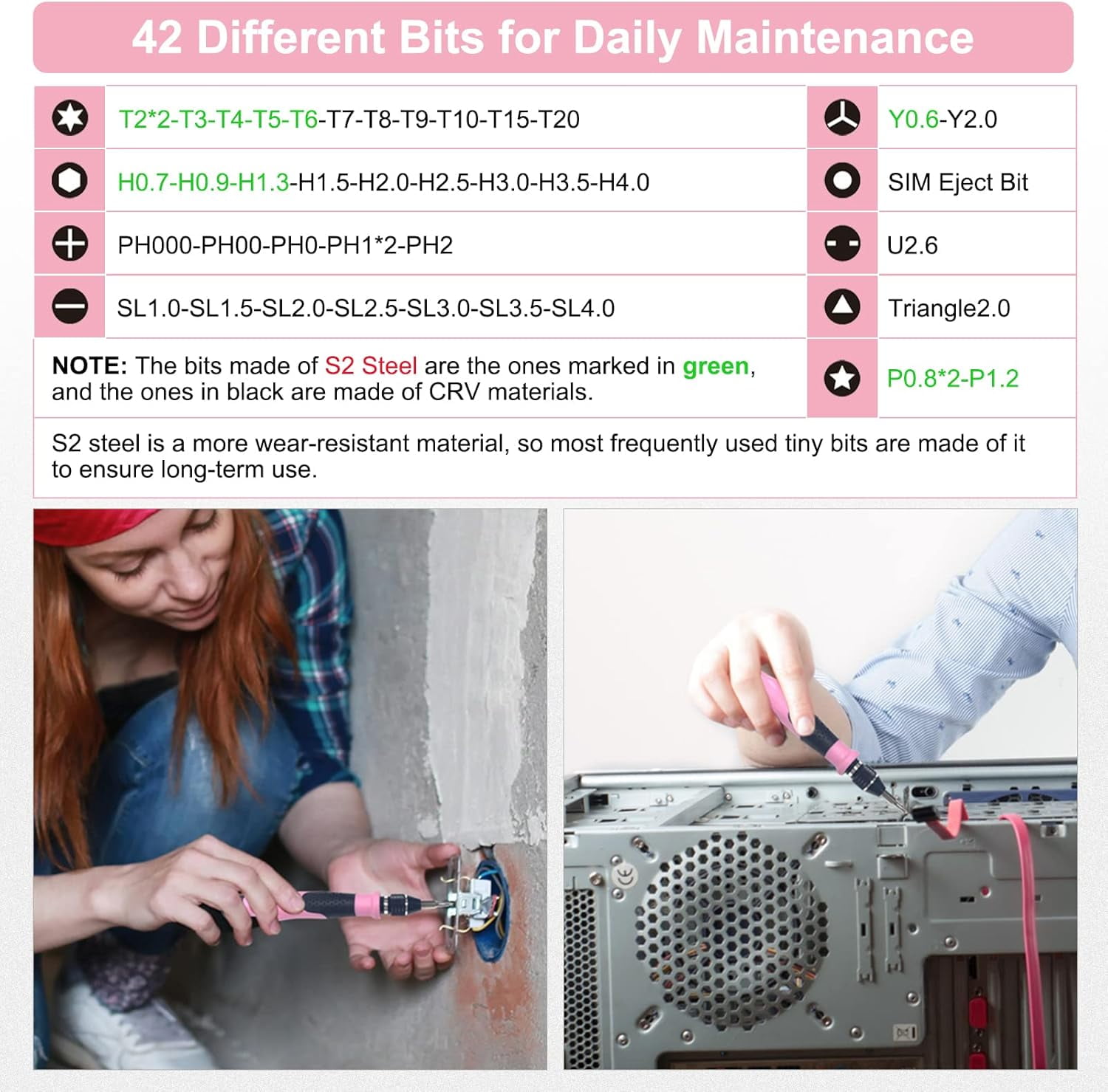 GHRTGR-Pink Screwdriver Set, Upgraded Small Precision Screwdriver Kit ...