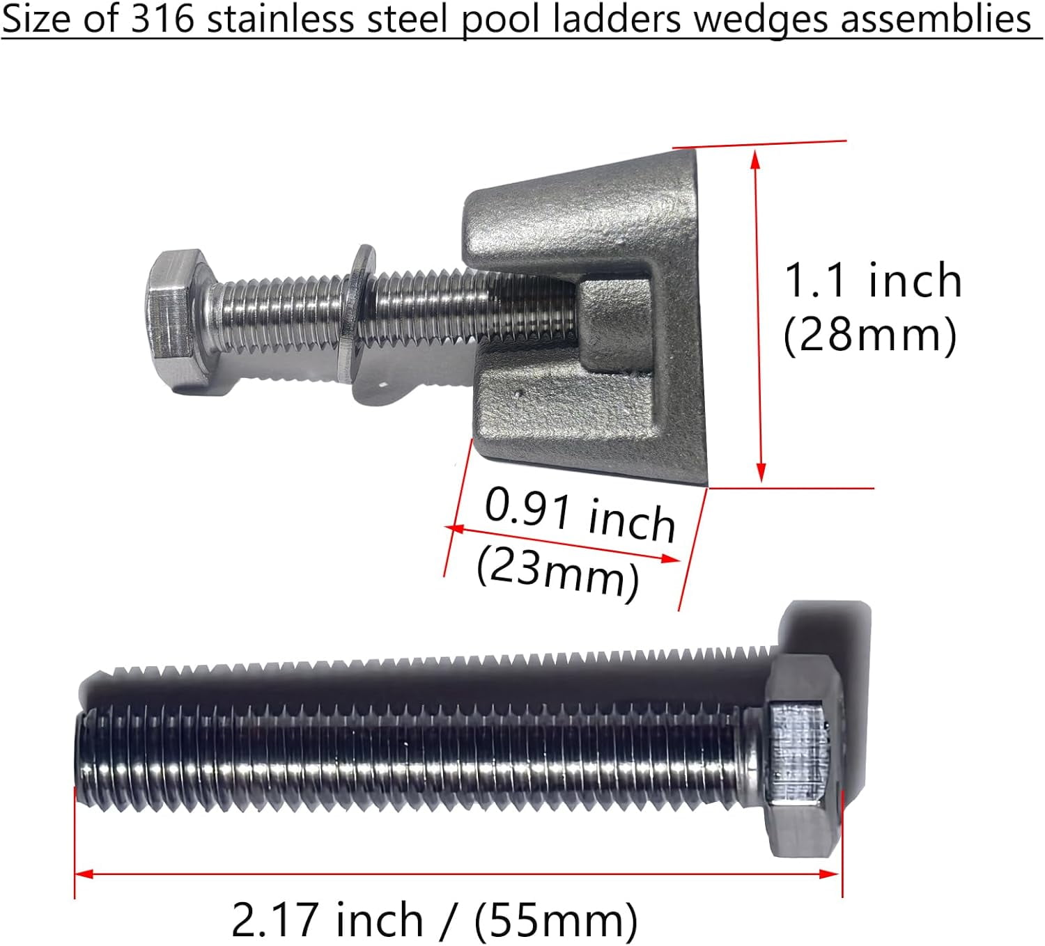 GHRTGR-Pool Ladder Anchors Wedge Assembly Pw4c for 3"/4" Rail Anchors Sockets with 2sets 316 ...