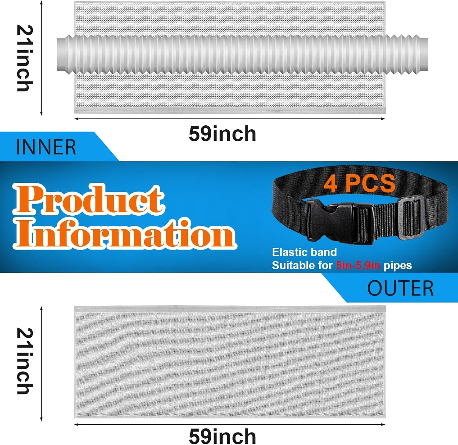 GHRTGR-Portable Air Conditioner Hose Cover Wrap,Insulated AC Hose Duct ...