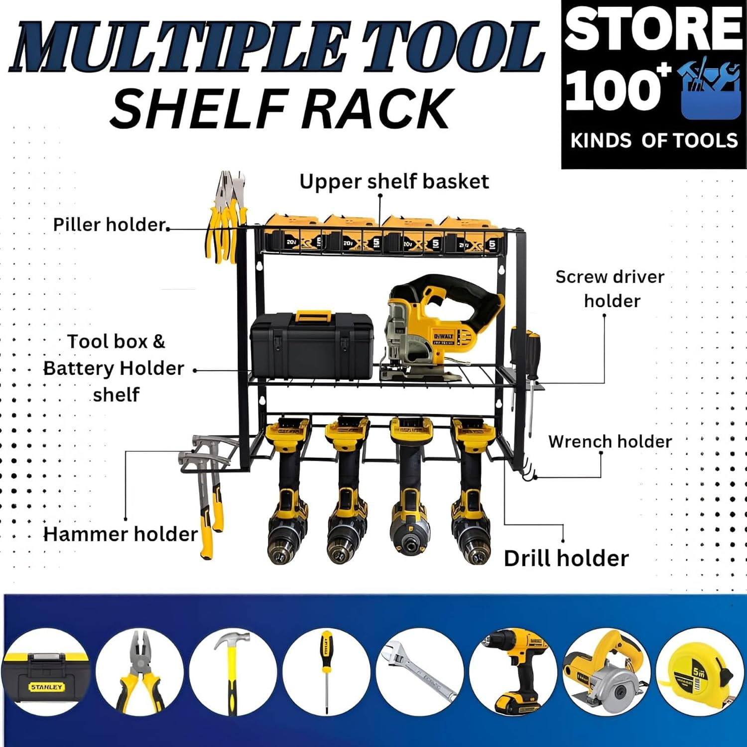 GHRTGR-Power Tool Organizer for Tool Storage - Garage Storage Tool Organizer Wall Mount ...