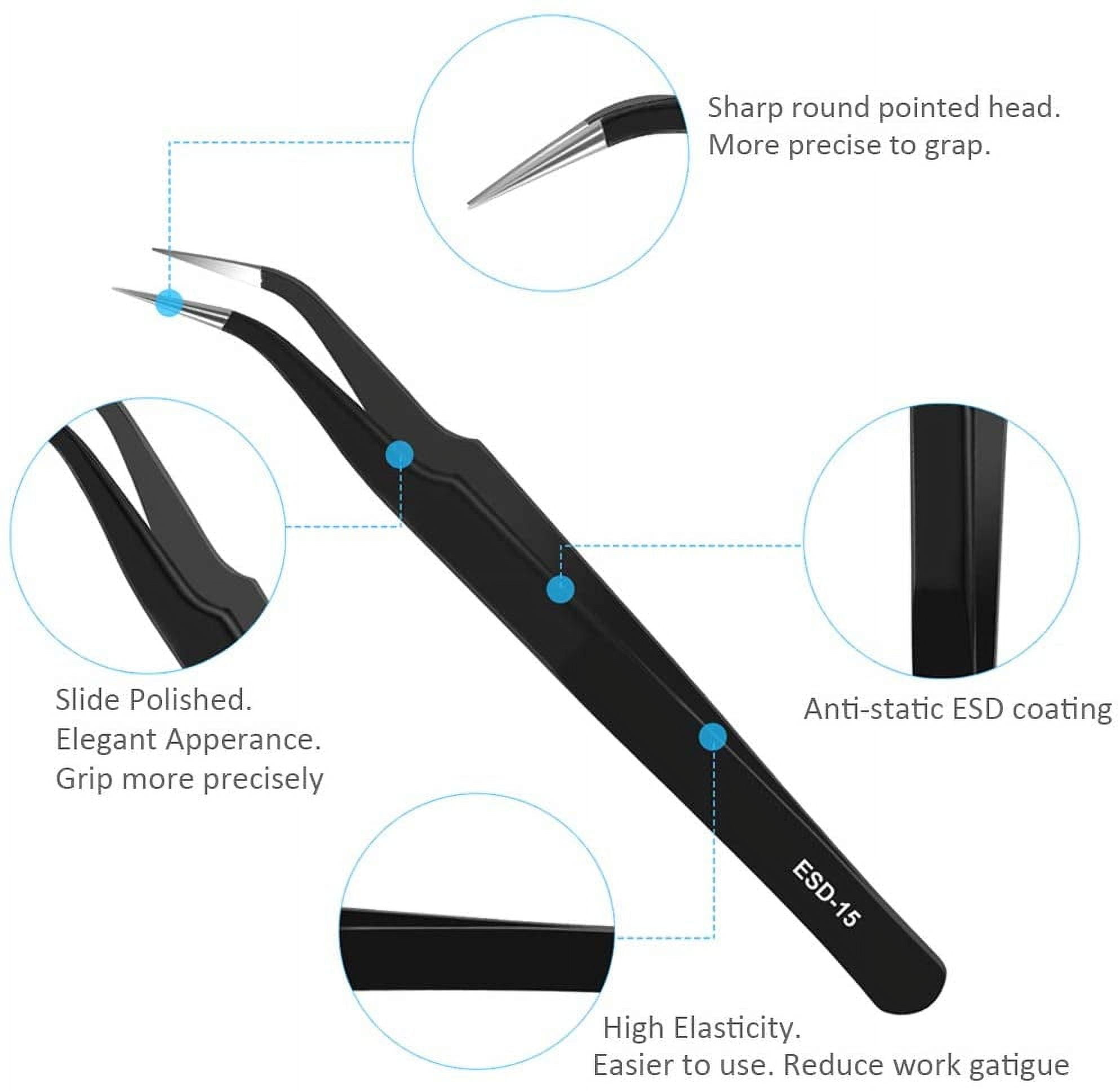 GHRTGR-Precision ESD Tweezers & 170 Micro Cutter (1PC), Anti-Static ESD ...
