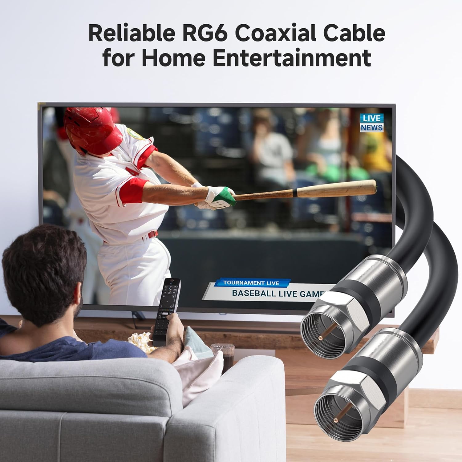 GHRTGR-RG6 Coaxial Cable - 50ft, [CL2 Rated for in-Wall Use](CM) Quad ...