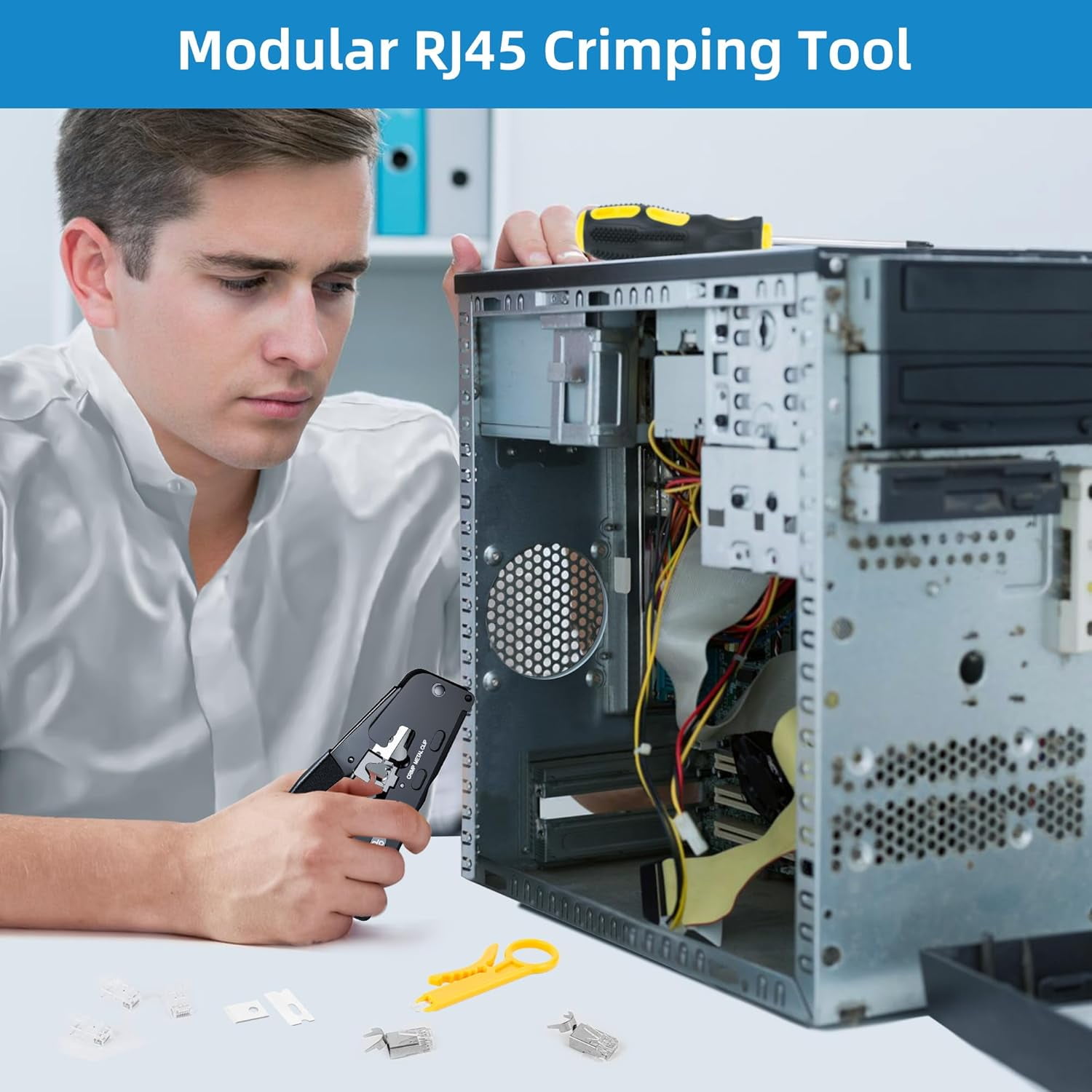 GHRTGR-RJ45 Crimp Tool PassThrough Ethernet Crimper Cutter for RJ11/12 ...