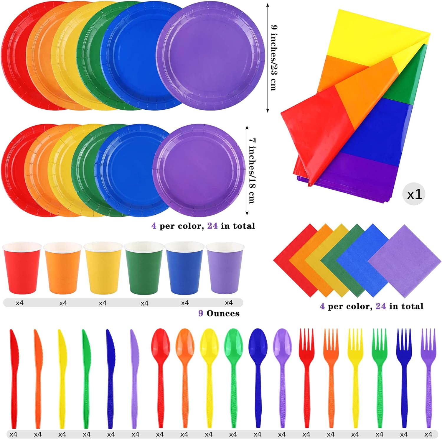 GHRTGR-Rainbow Party Decorations Include Rainbow Paper Plates, Cups ...
