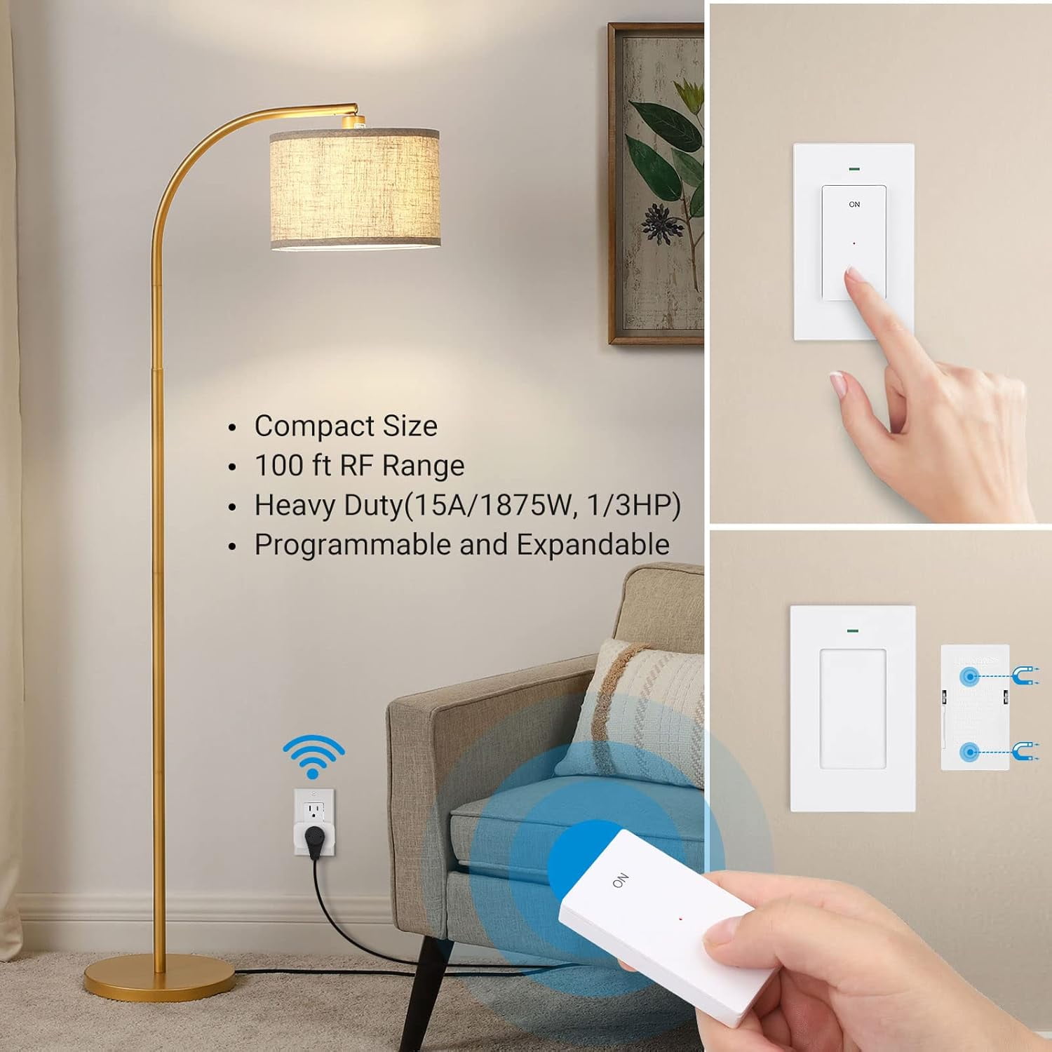 GHRTGR-Remote Control Outlet Wireless Wall Mounted Light Switch ...