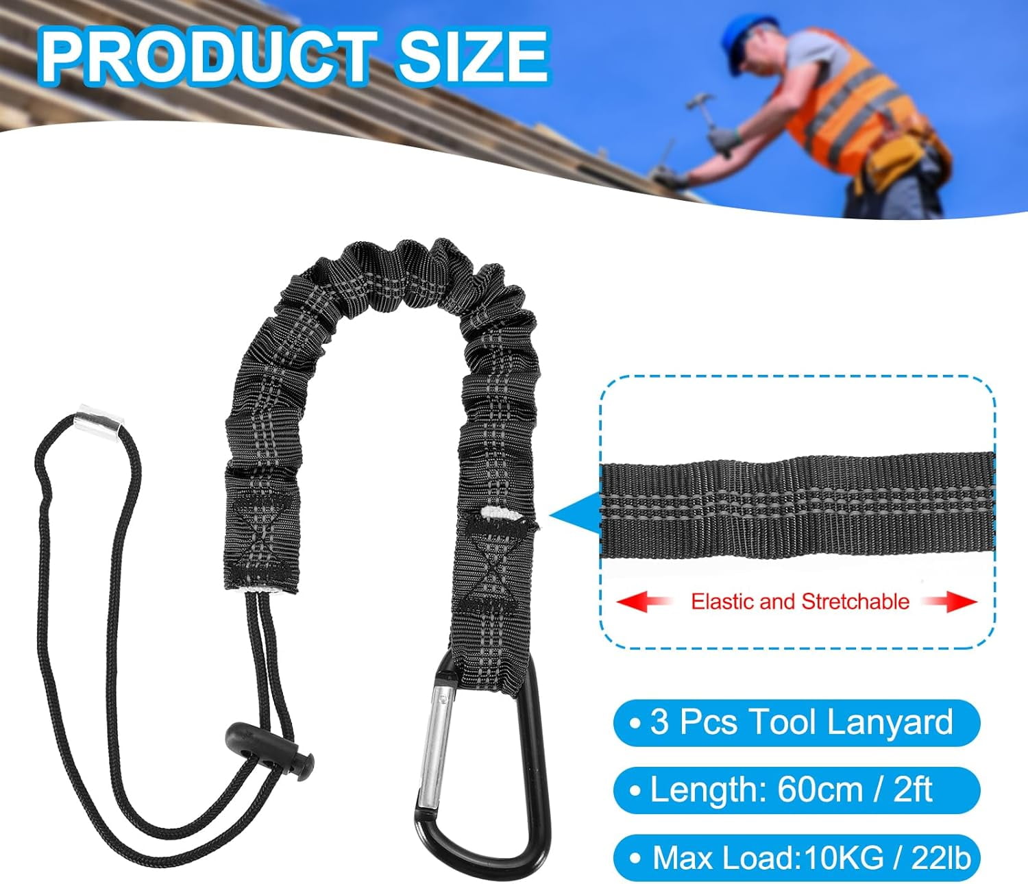 GHRTGR-Retractable Tool Lanyard 2ft with Single Aluminum Buckle and ...