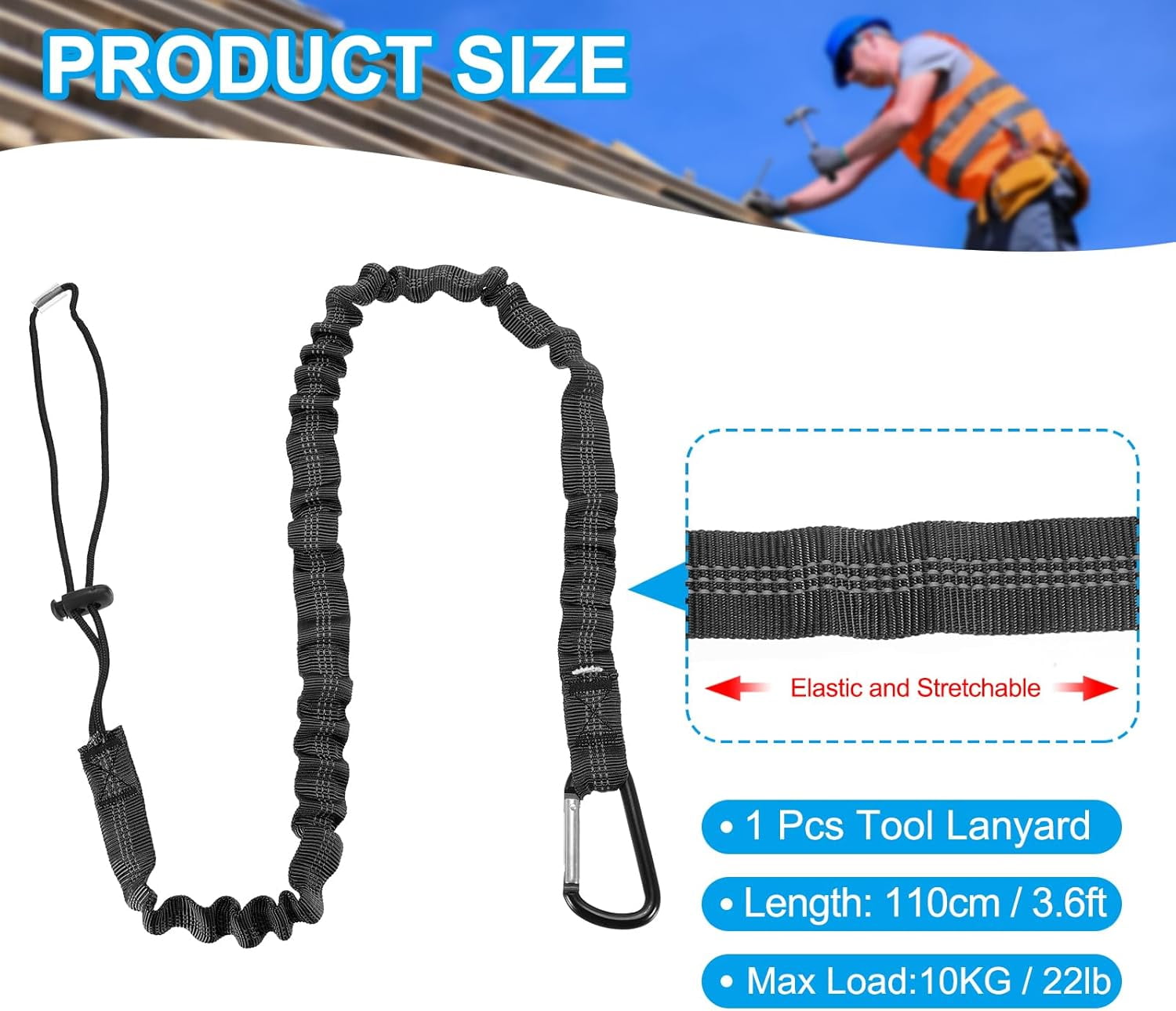 GHRTGR-Retractable Tool Lanyard 3.6ft with Single Aluminum Buckle and ...