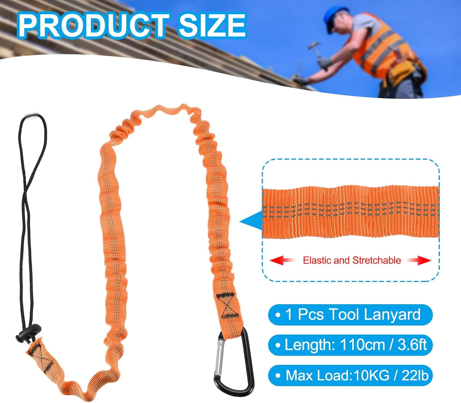 GHRTGR-Retractable Tool Lanyard 3.6ft with Single Aluminum Buckle and ...