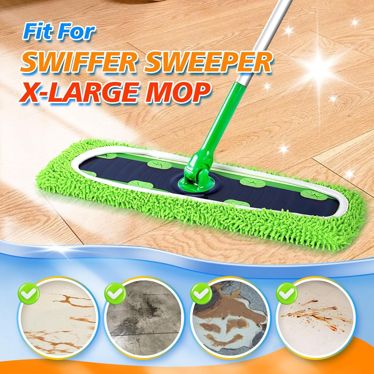 GHRTGR-Reusable Microfiber Mop Pads for Swiffer - 4 Pack XL Dry Sweeping Cloths & XL Wet Pads ...