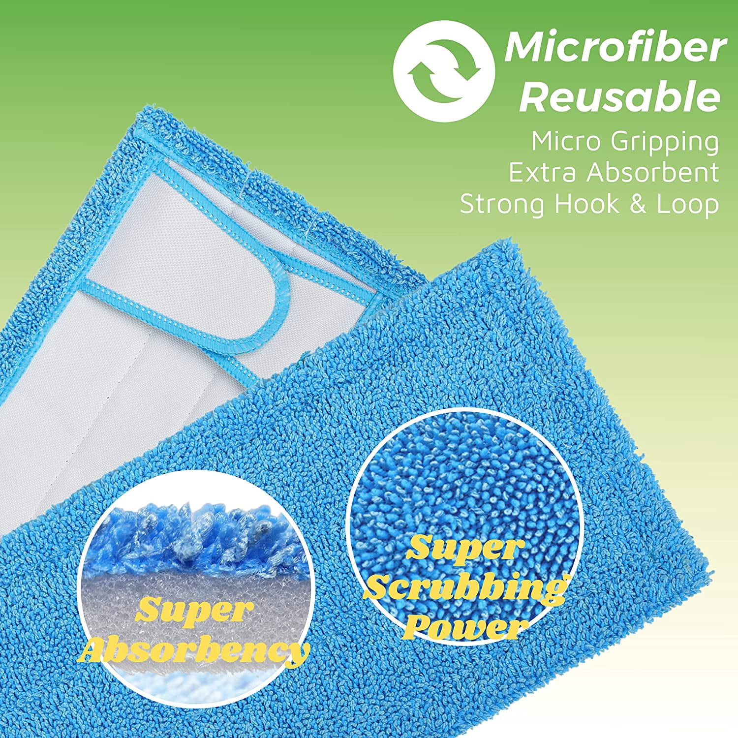 GHRTGR-Reusable Mop Pad for Swiffer Sweeper Mop, 12.5'' Microfiber Mop ...
