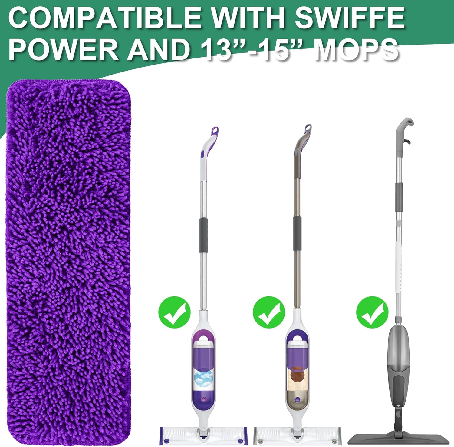 GHRTGR-Reusable Mop Pads for Swiffer Power Mop, 4 Pack Mop Refill Pads ...