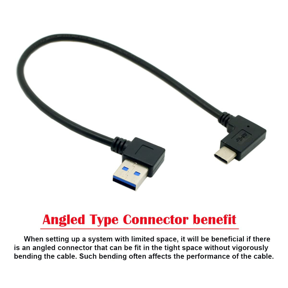GHRTGR-Reversible USB 3.1 USB-C Angled to 90 Degree Left Angled A Male ...