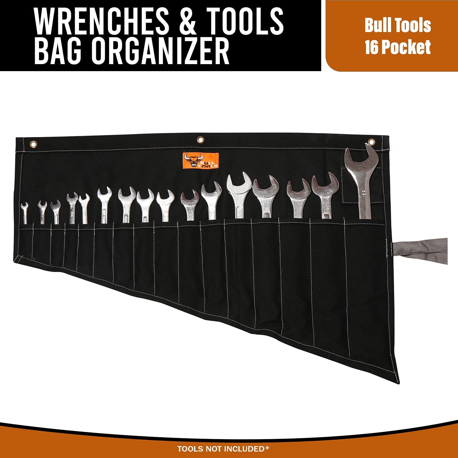 GHRTGR-Roll Up Tool Bag Organizer 16 Pockets Metric & SAE Wrench ...