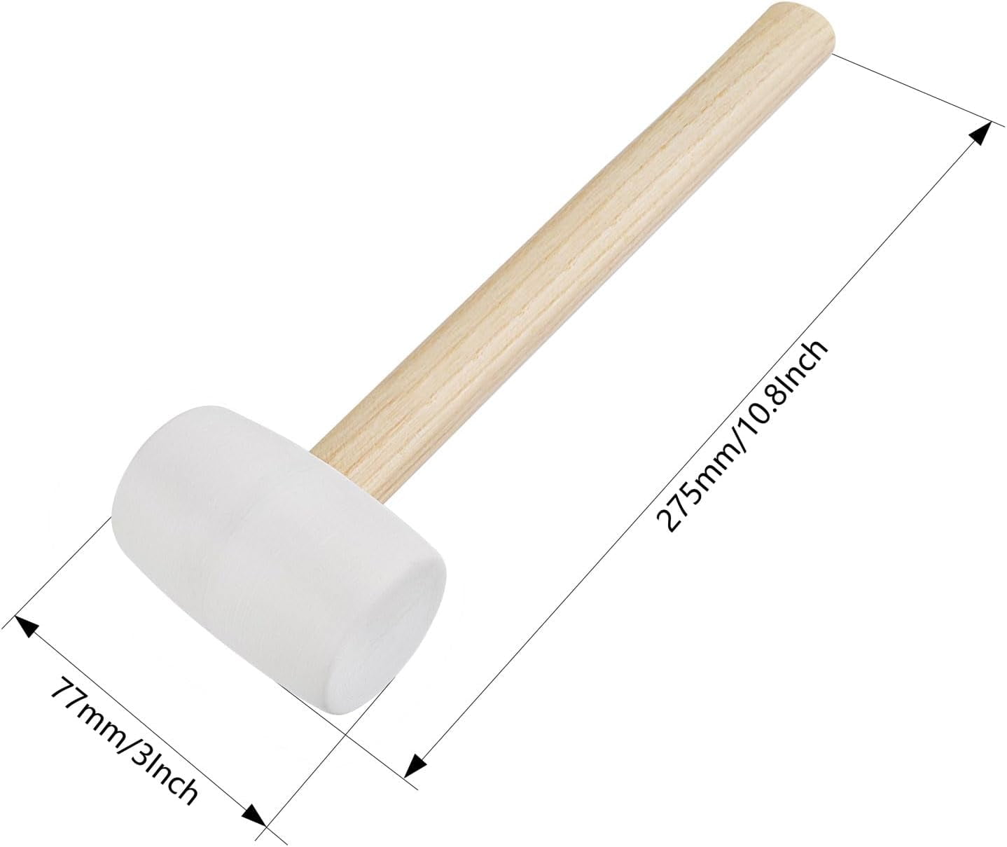 GHRTGR-Rubber Mallet - 8 oz Anti-Slip Wooden Handle Soft Double Face ...