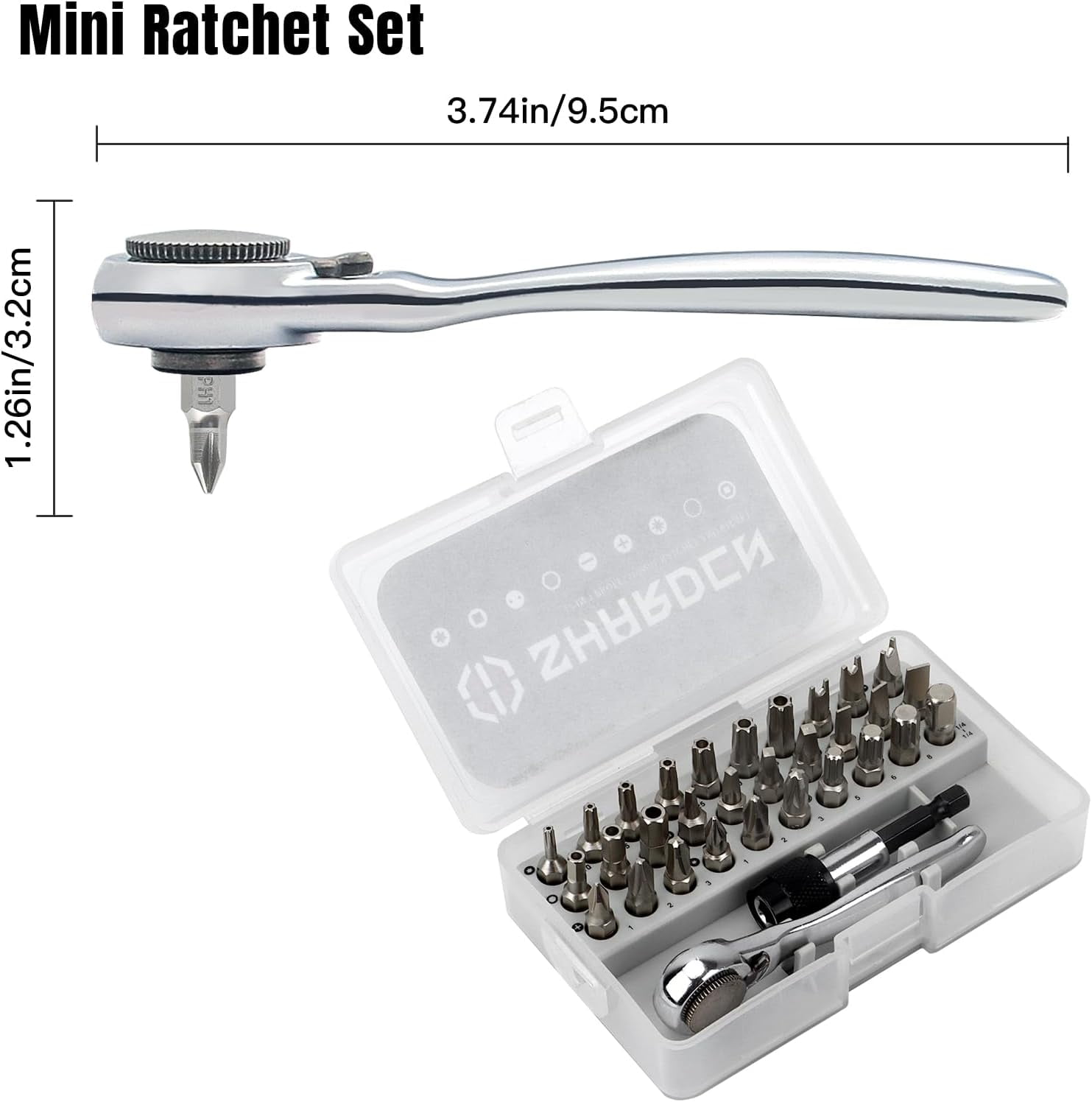GHRTGR-SHARDEN 32 in 1 Ratchet Screwdriver Bit Set with Right Angle ...