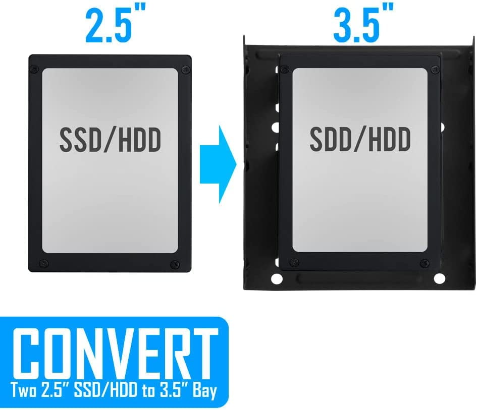GHRTGR-SSD Metal Mounting Bracket Kit, 2.5 to 3.5 Hard Drive Adapter ...