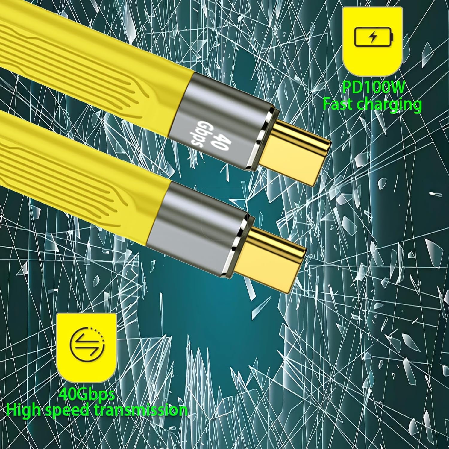 GHRTGR-Short Flat USB C Charging Extension Cord, 5 Inch Yellow Type C ...