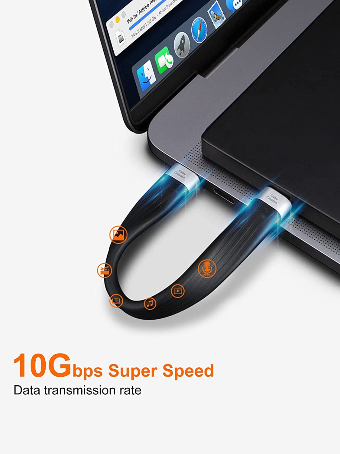 GHRTGR-Short USB C Cable 5inches, 60W PD Fast Charging Type C Cable, USBC 3.1 FPC 10Gbps, Short ...