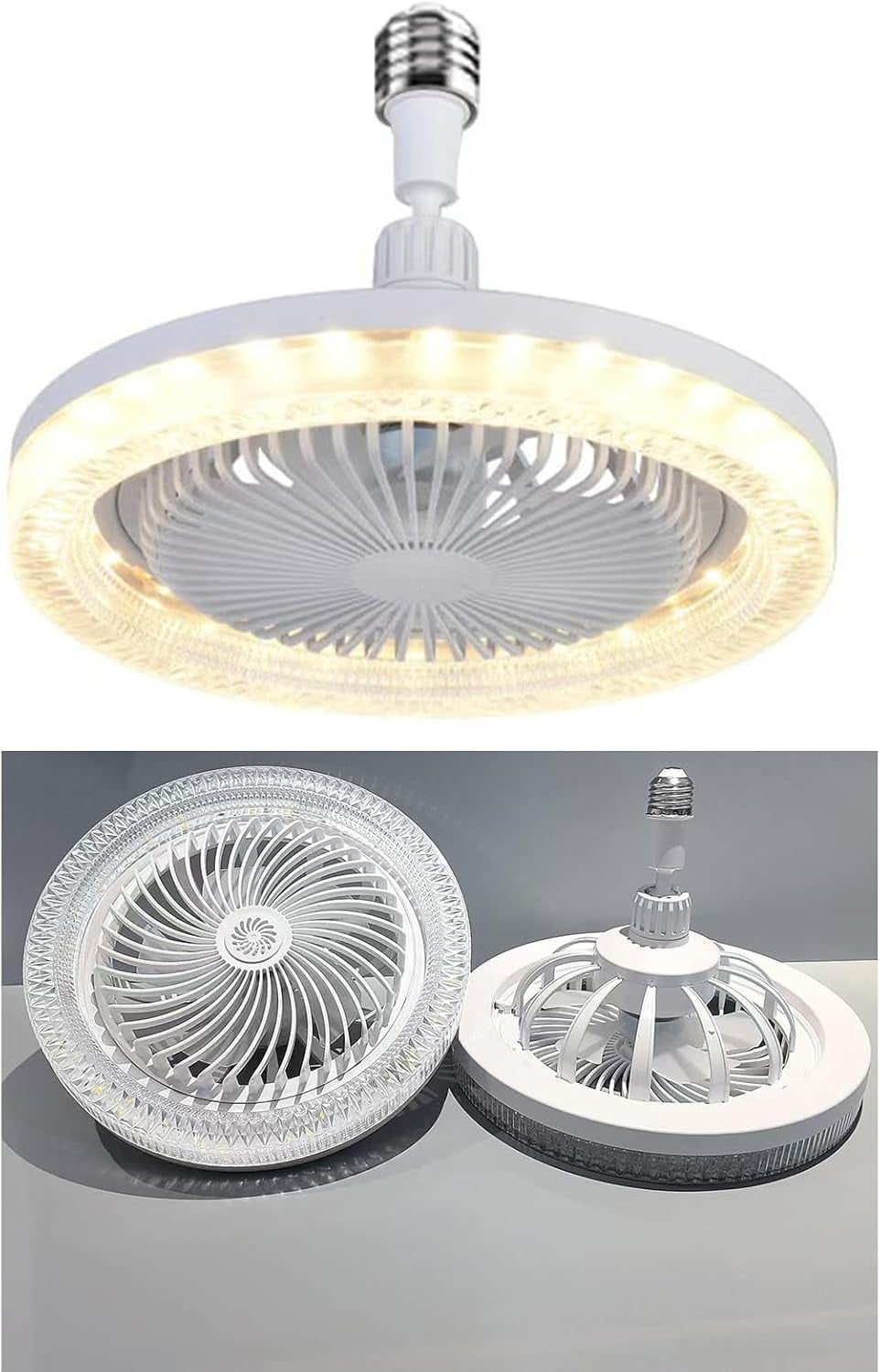 GHRTGR-Silent Socket Fan Light - Screw-in Ceiling Fan Light Socket, LED ...