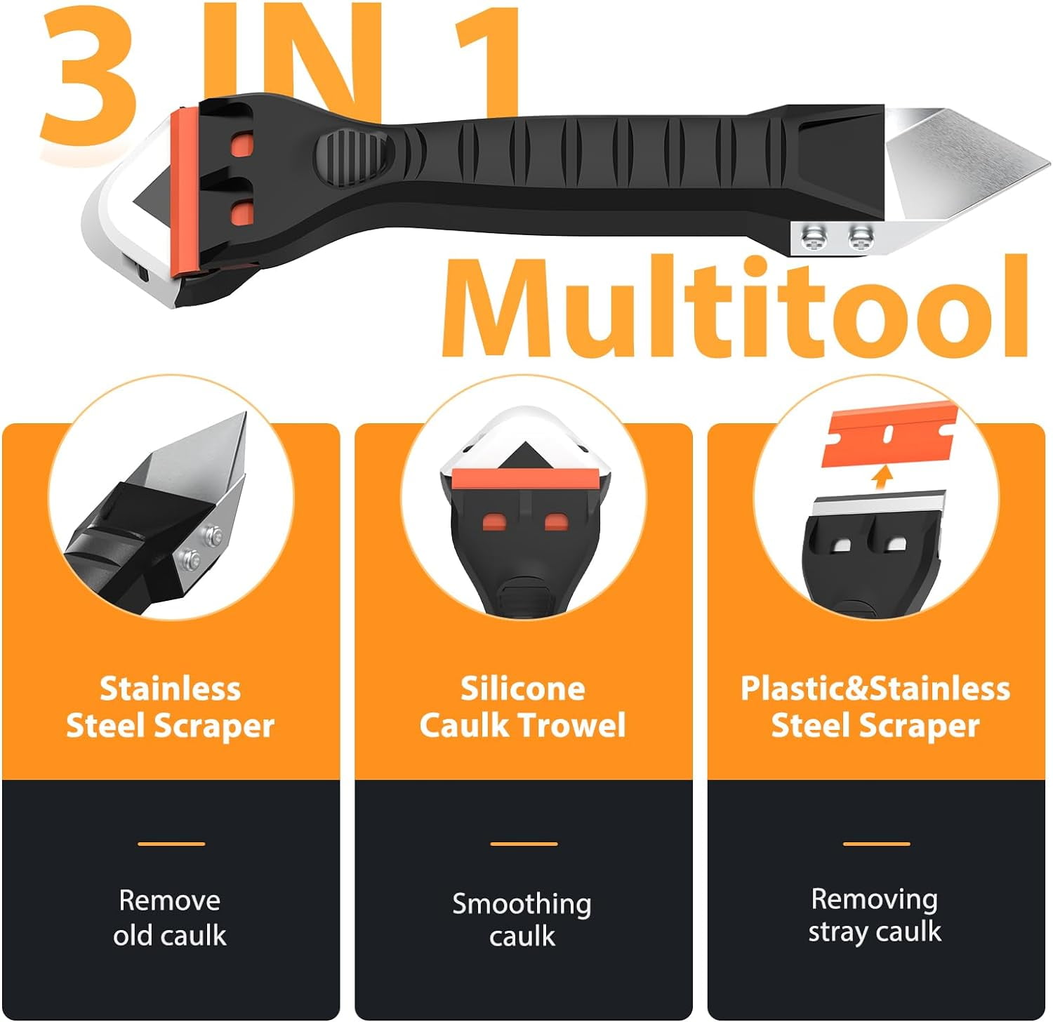 GHRTGR-Silicone Caulking Tool Caulk Remover 3 in 1 - Upgraded Grout ...