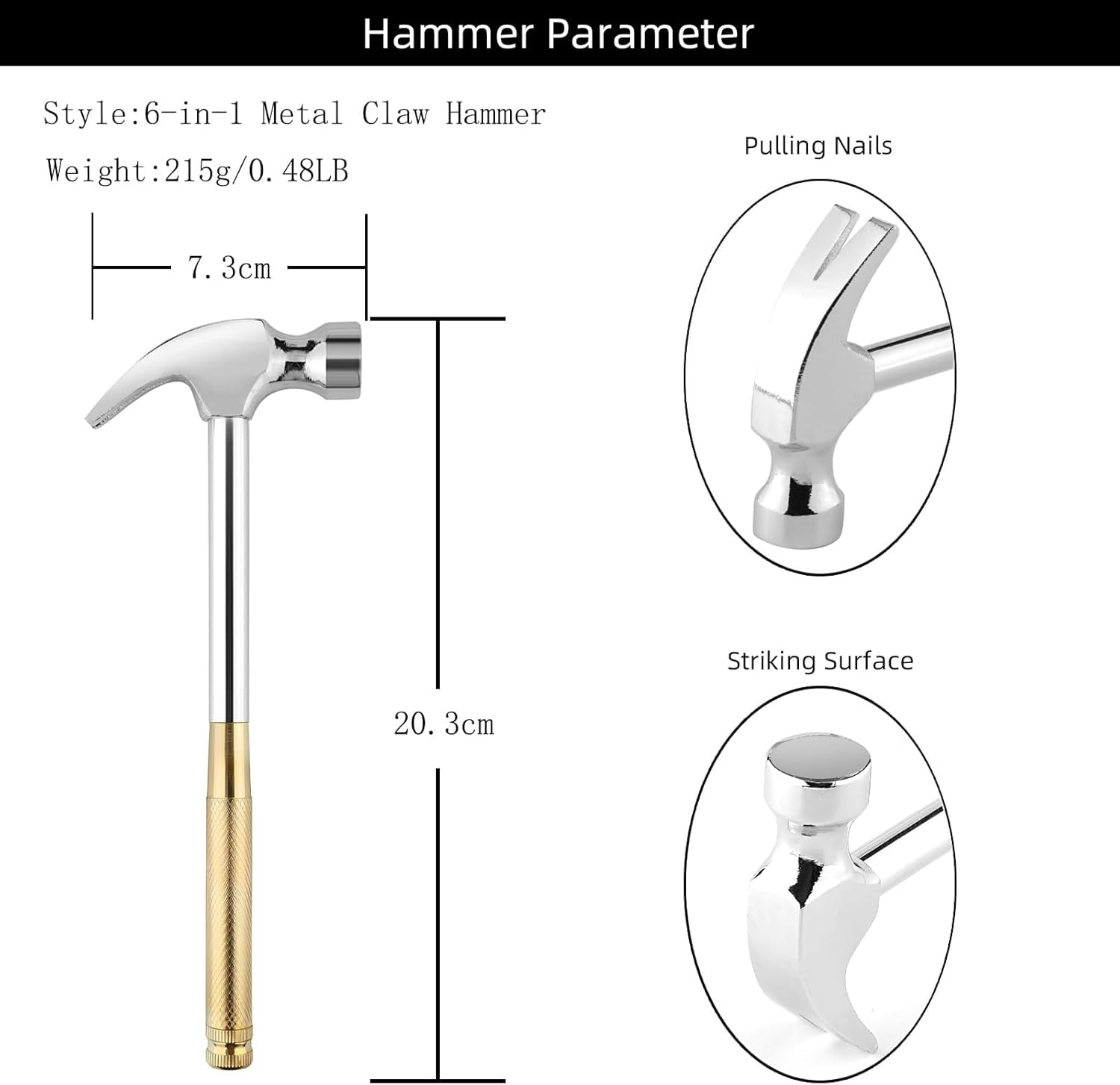GHRTGR-Small Metal Hammer 6 in 1 with Slotted/Flat Head Phillips ...