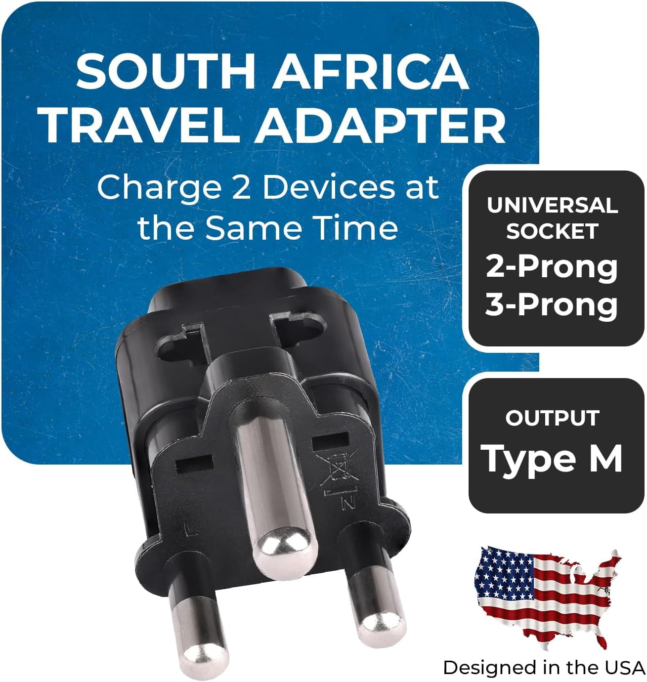 GHRTGR-South Africa, Botswana Power Plug Adapter, 2 in 1 USA Grounded ...