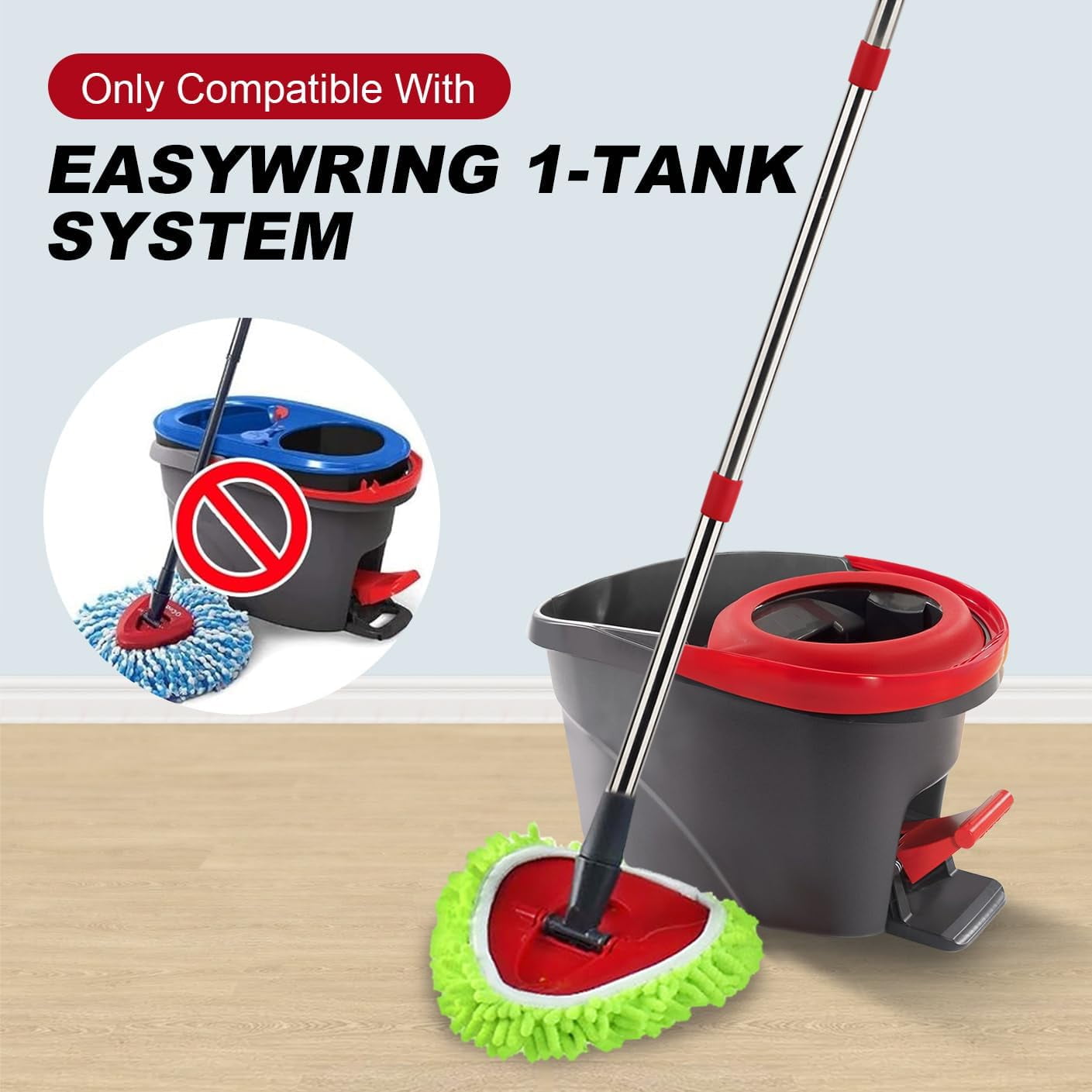 GHRTGR-Spin Mop Head Handle Base: Chenille&Microfiber Head Set ...