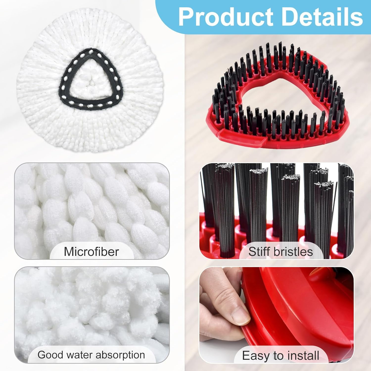 GHRTGR-Spin Mop Head, Mop Replacement Handle,Brush,Base Compatible with ...