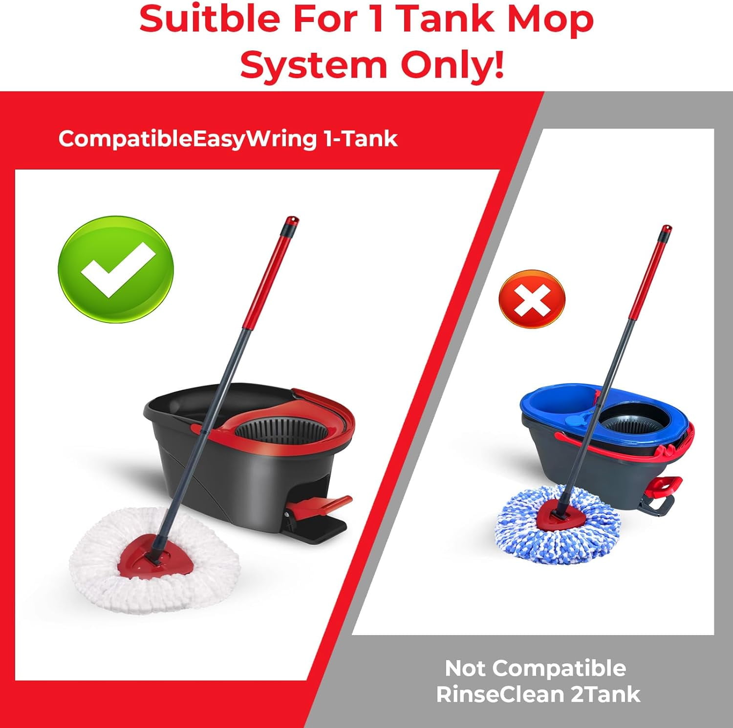 GHRTGR-Spin Mop Scrub Brush Replacement Head and Base Compatible with O ...