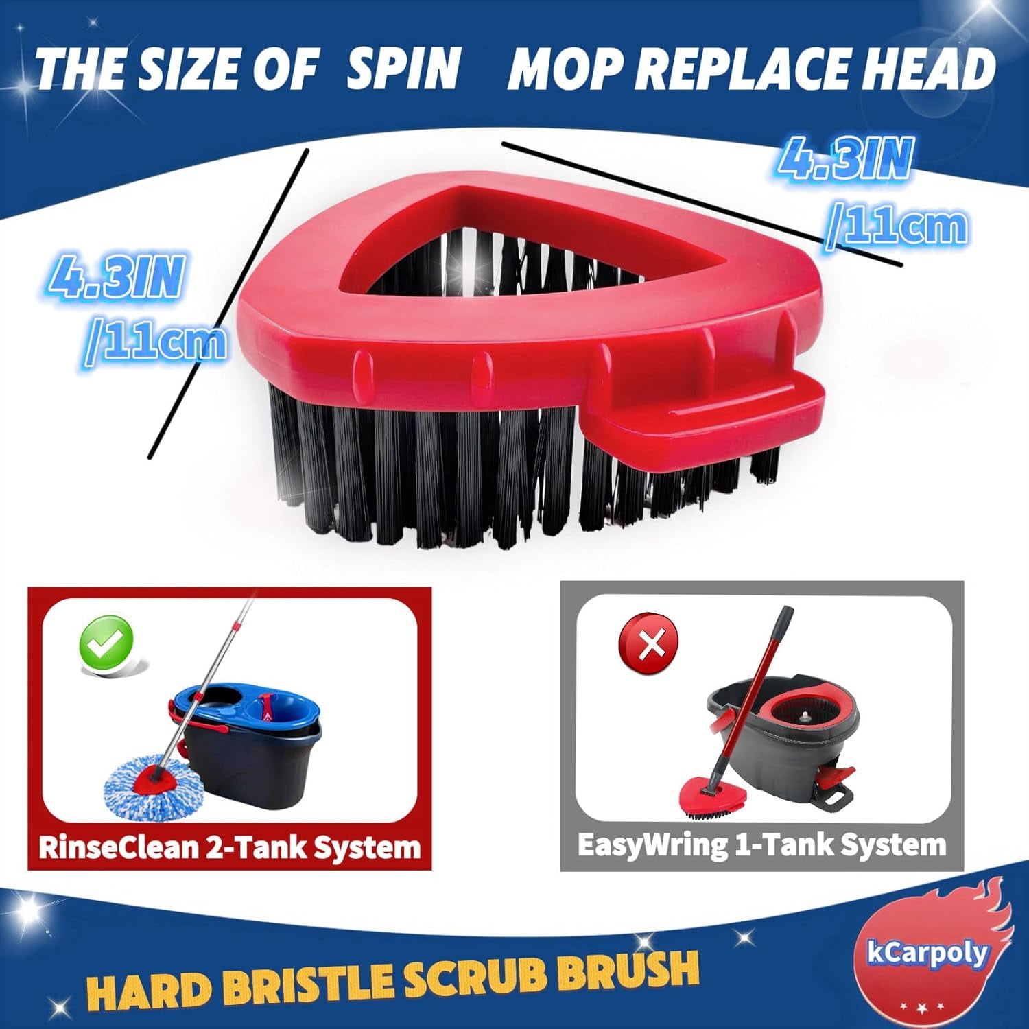 GHRTGR-Spin Scrub Brush, 2 Pack Mop Head Replacements Compatible for O ...