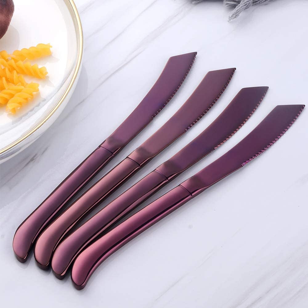 GHRTGR-Steak Knife Set, Premium Serrated Stainless Steel Kitchen Steak ...