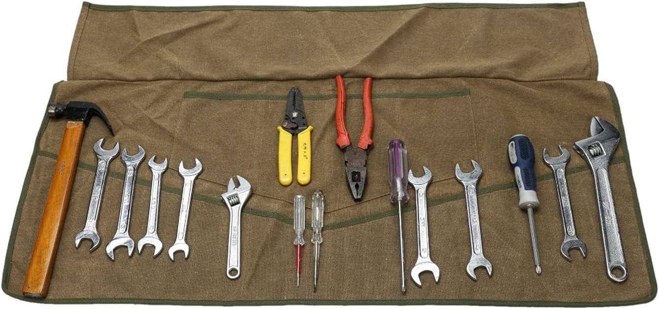 GHRTGR-Super Tool Roll, Waxed Canvas Tool Pouch, Multi-Purpose Wrench ...