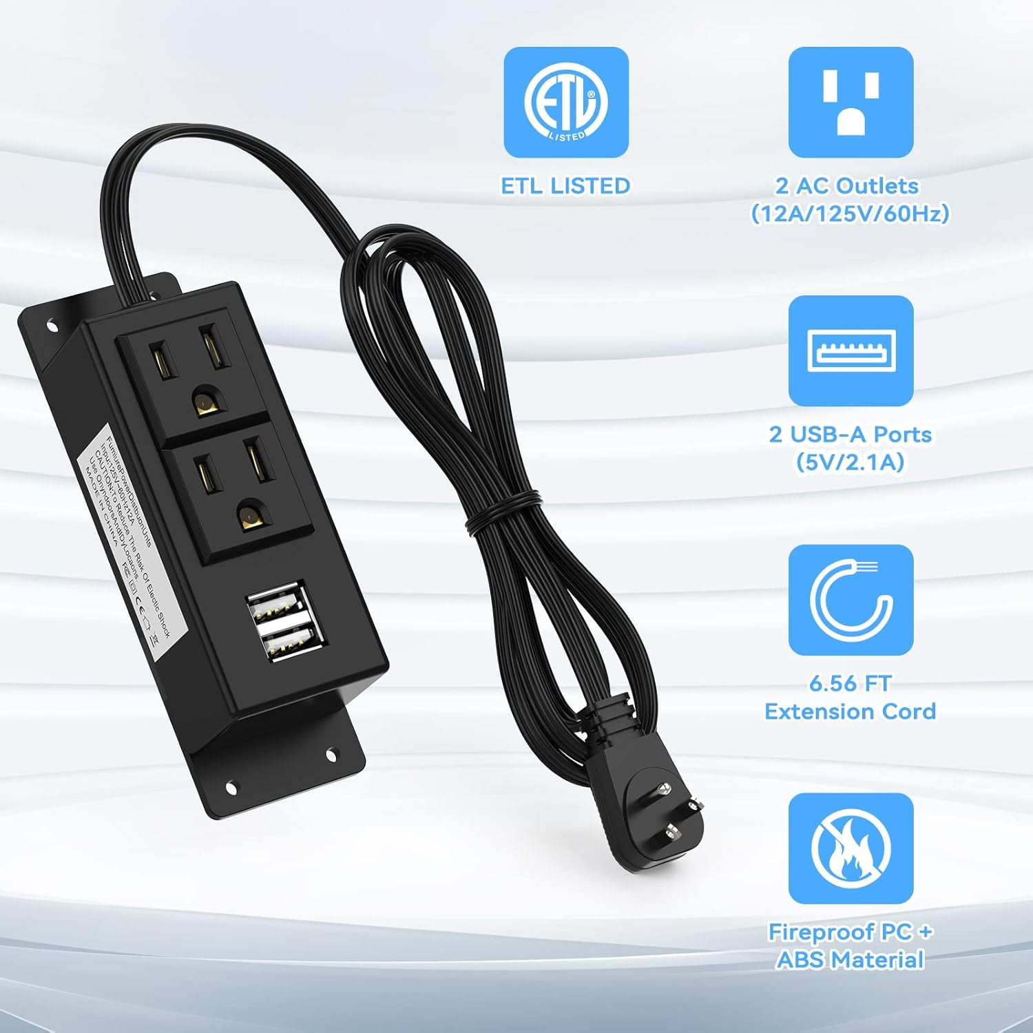 GHRTGR-Surge Protector Power Strip Flat Plug Desk Power Grommet ...