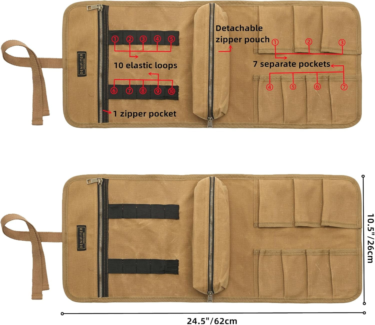 GHRTGR-Tool Roll Organizer, Heavy Duty 16OZ Waxed Canvas Tool Bag ...