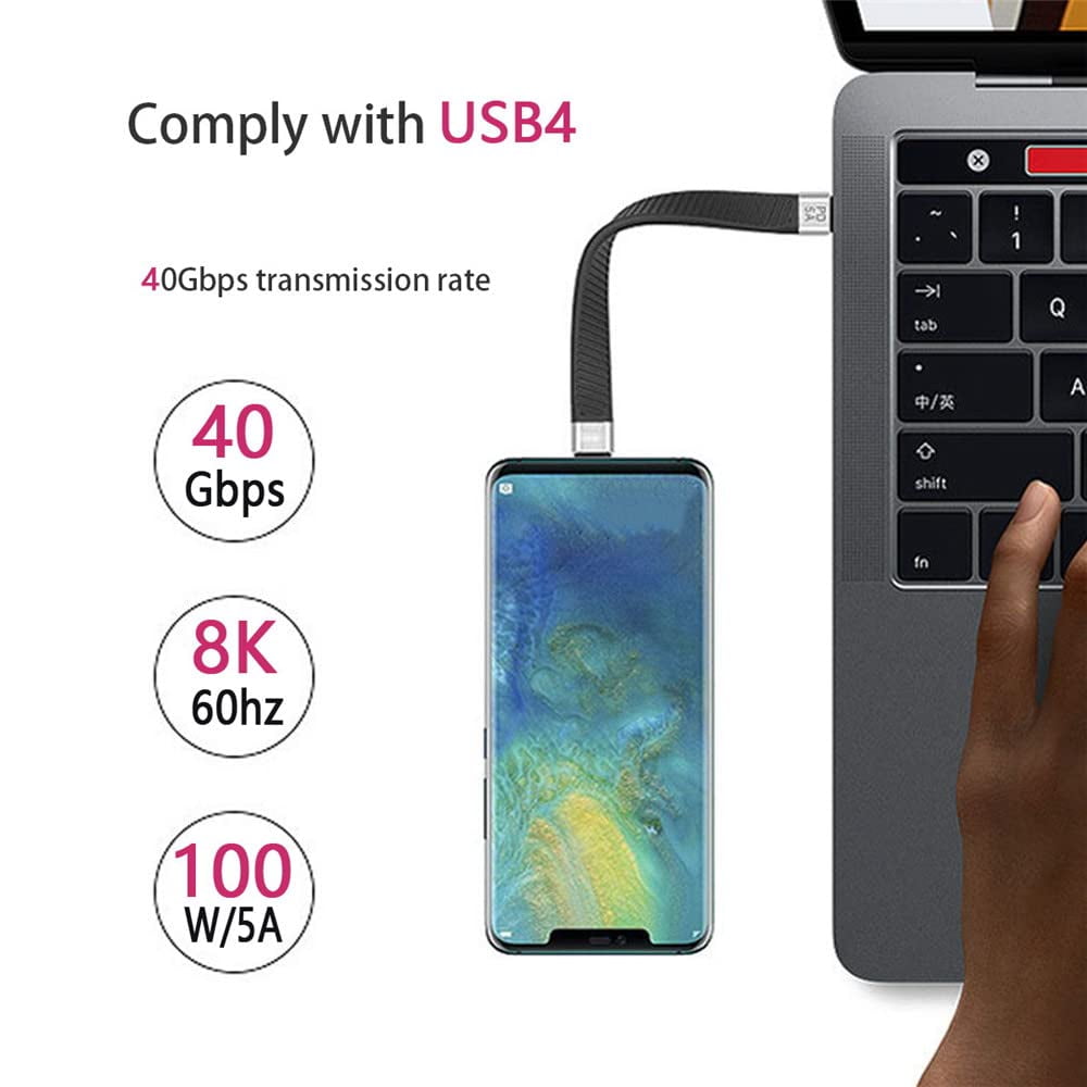 GHRTGR-Type-C USB-C Male to Male USB4 40Gbps 100W 8K Flat Slim FPC Data ...