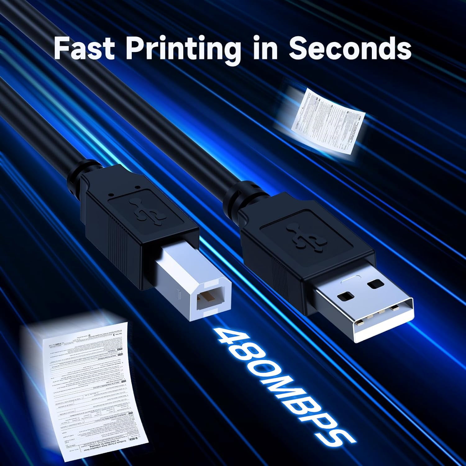 GHRTGR-USB 2.0 Printer Cable 10 FT,2.0 High Speed Printer Cables Type A ...