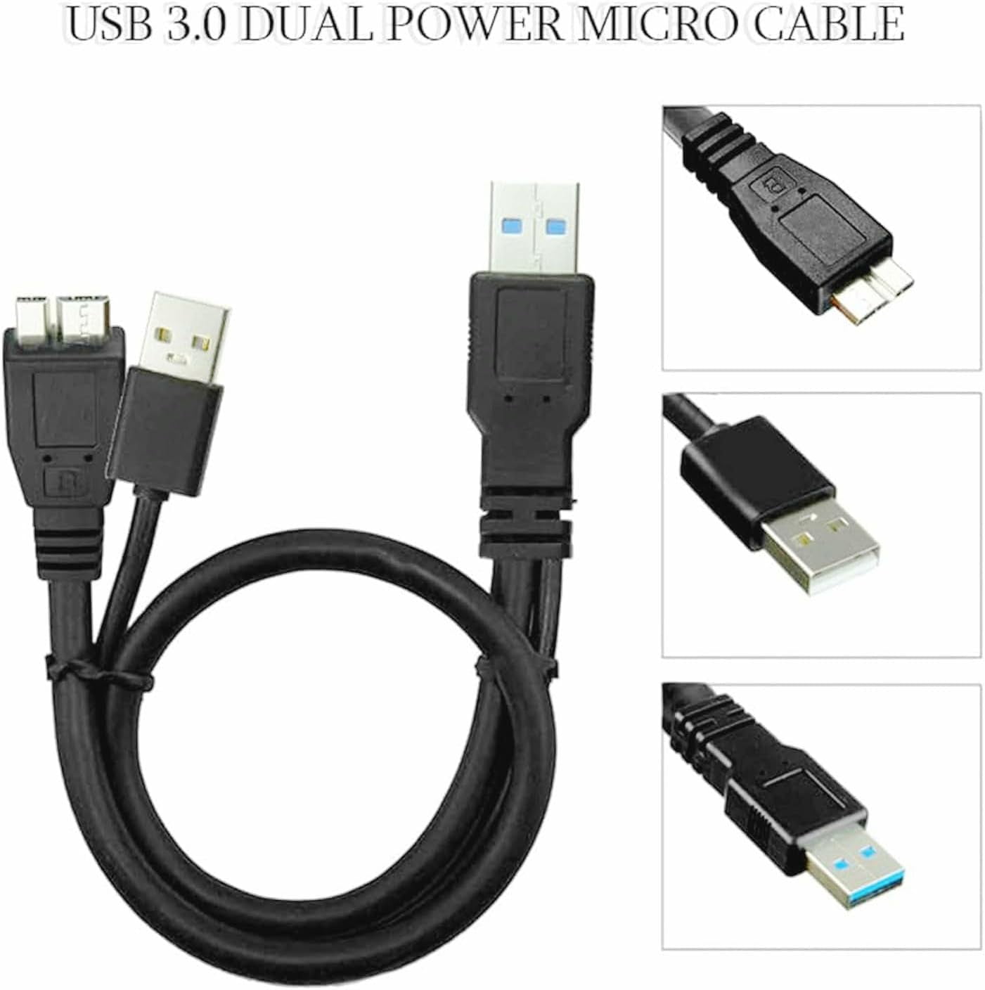 GHRTGR-USB 3.0 Dual Power Y Shape Type A to Micro B high Speed Upto 5 ...