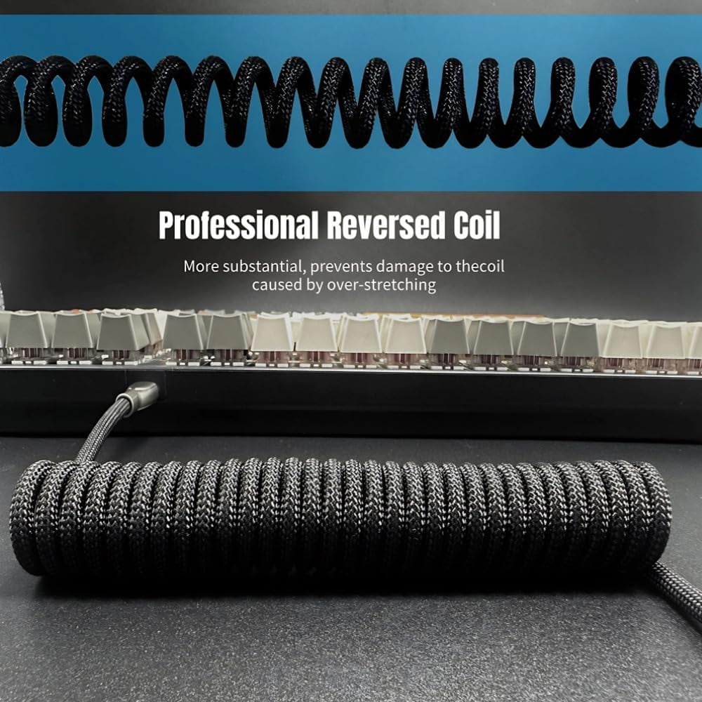 GHRTGR-USB C Coiled Keyboard Cable - Gaming Keyboard Coil Cord,Custom ...