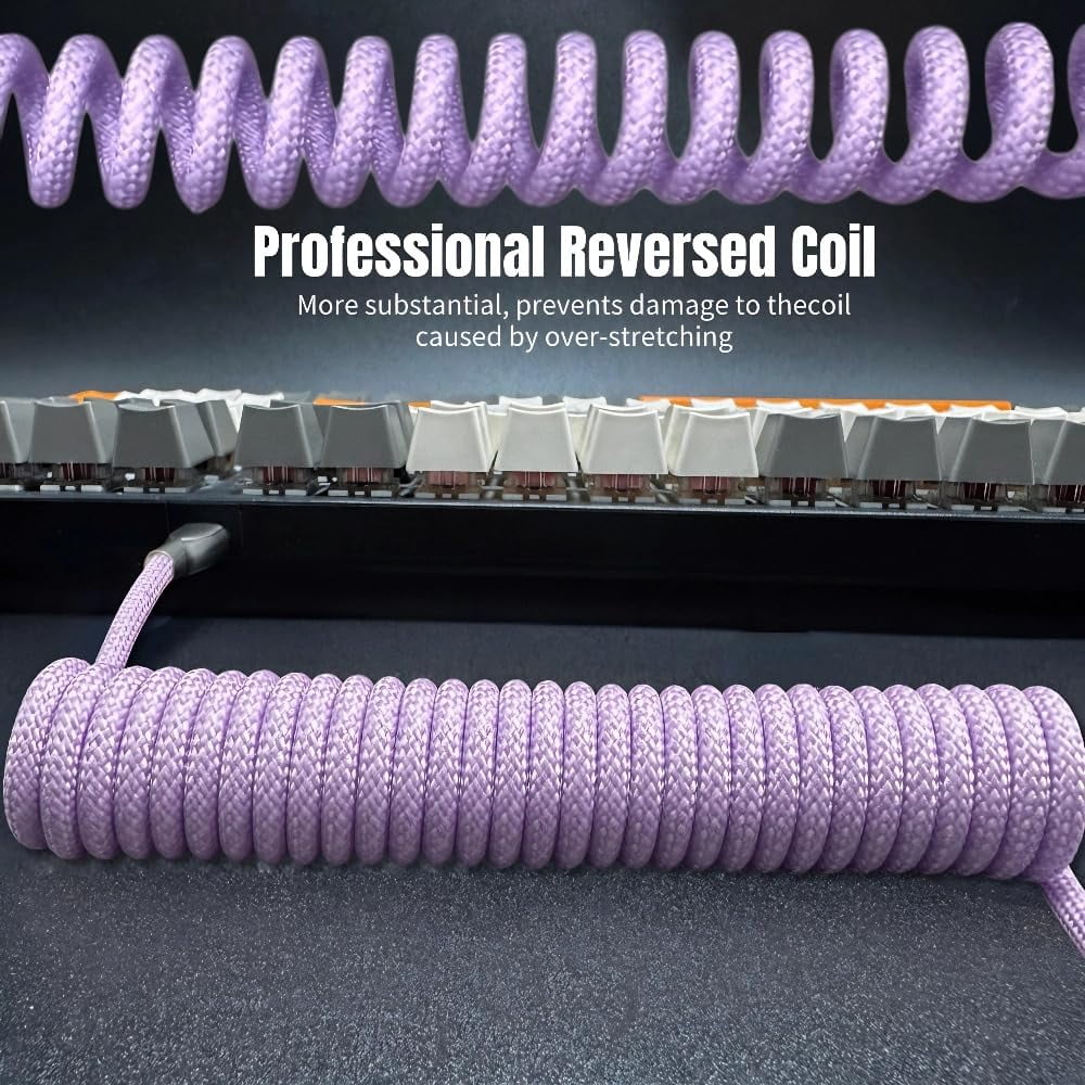 GHRTGR-USB C Coiled Keyboard Cable - Gaming Keyboard Coil Cord ,Custom ...