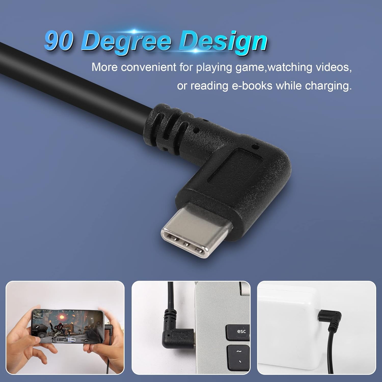 GHRTGR-USB C Extension Cable, Right Angle Male to Female, 0.3m, Black ...