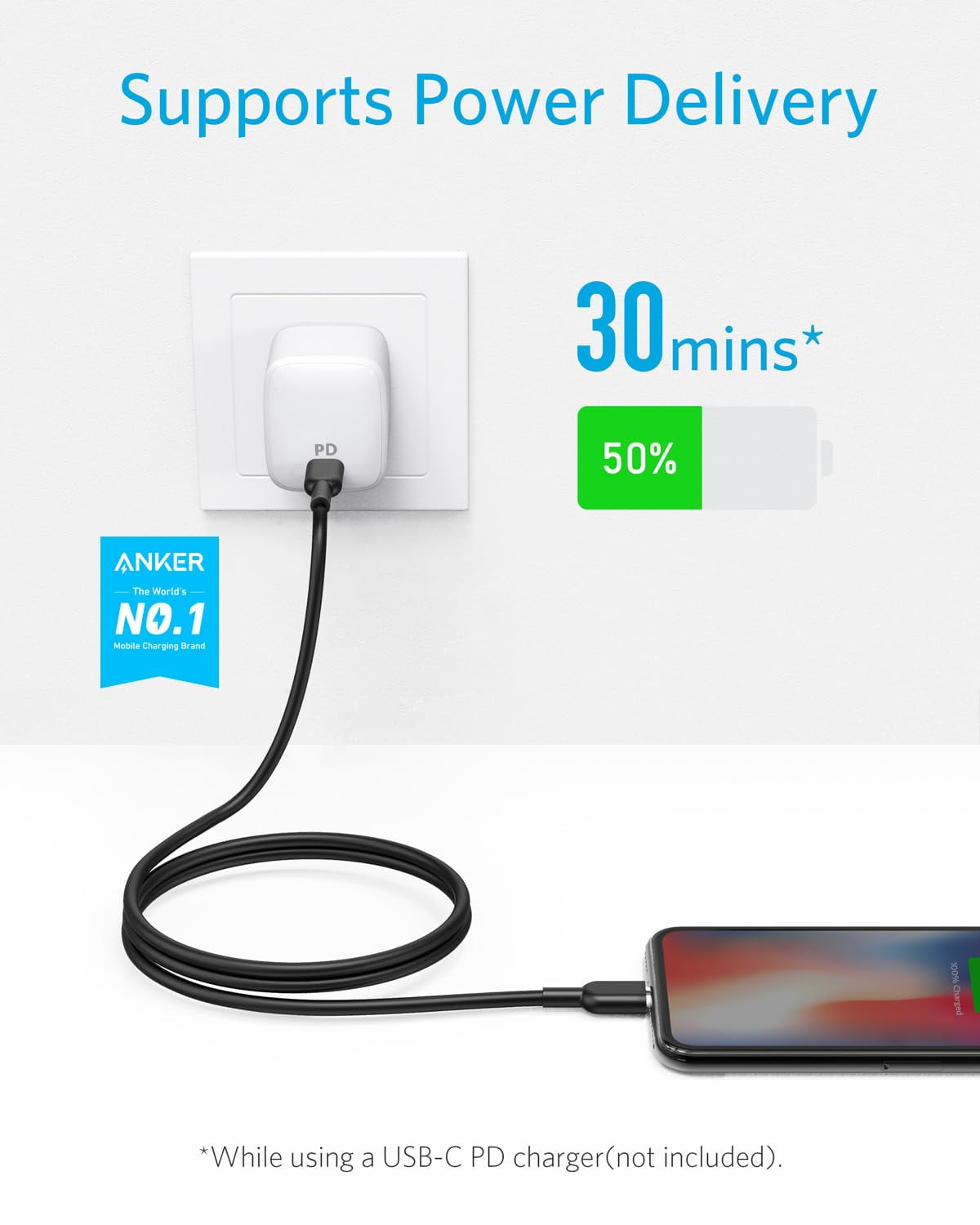 GHRTGR-USB C to Lightning Cable MFi Certified [6ft] Compatible with ...
