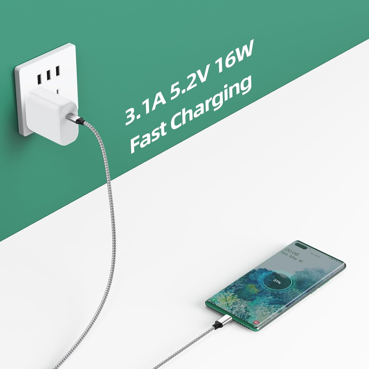 GHRTGR-USB C to Micro USB Cable 6.6ft, USB Type C to Micro USB Adapter ...